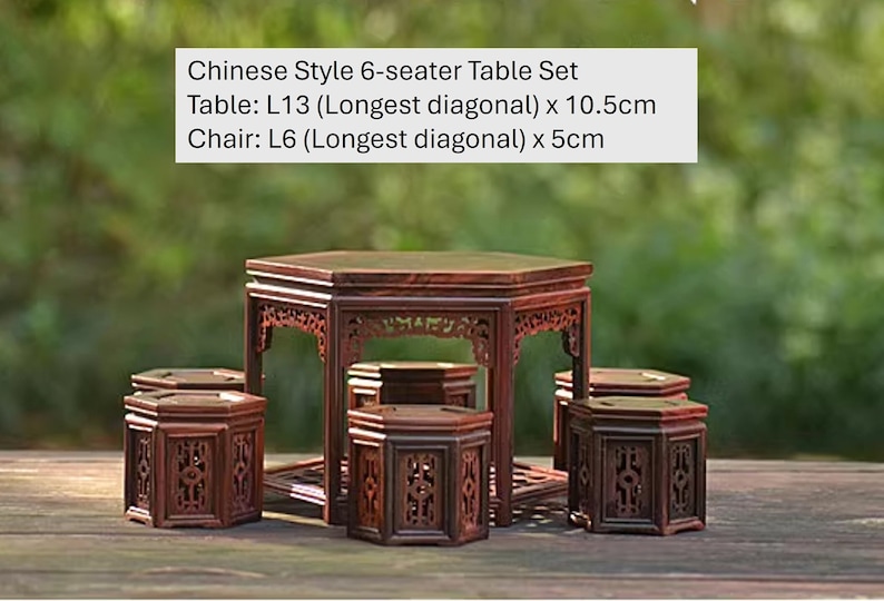 Miniature 1:12 Scale - Whole Set - Chinese Style 6-seater Table Set ...
