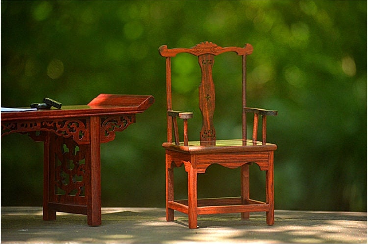 Miniature 1:6 Scale - Whole Set - Chinese Style Wooden Study Table With ...