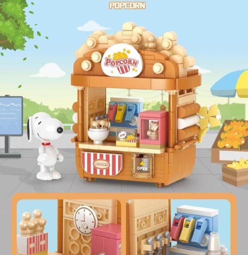 Building Blocks - Miniature Snoopy Street Stalls - Food Trucks - 6 ...