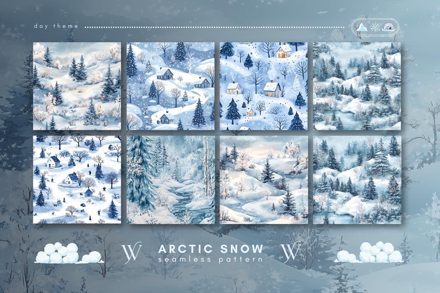 40 Set Arctic Snow Seamless Pattern | PNG Winter Landscape Patterns ...