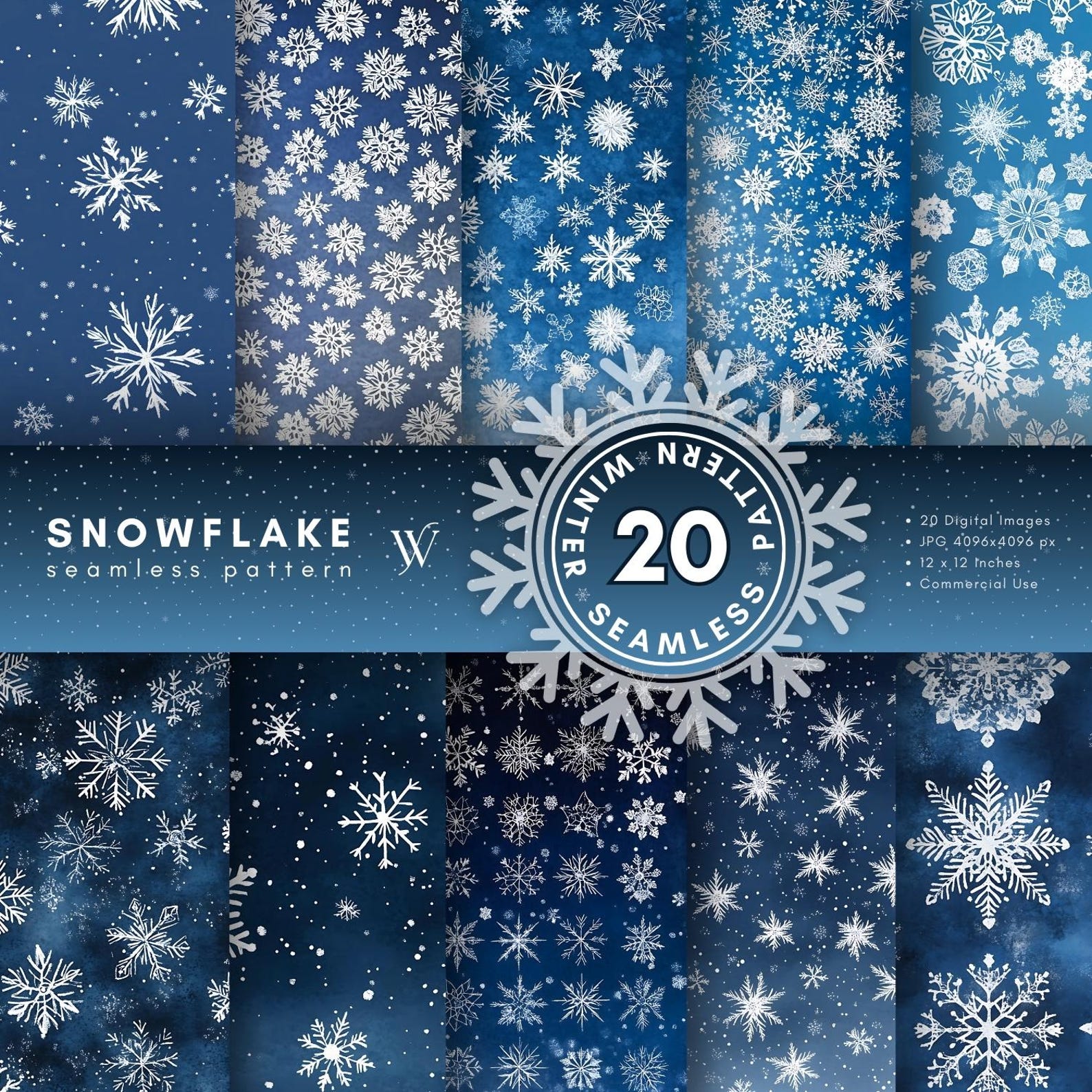 20 PNG Snowflake Bundles Pattern Winter Snowfall Backgrounds | Frosty ...