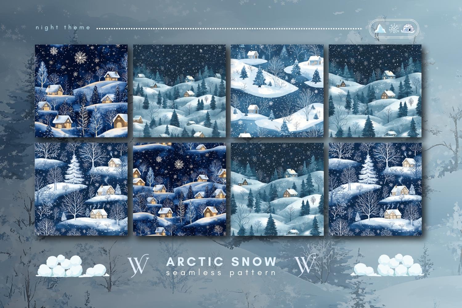 40 Set Arctic Snow Seamless Pattern PNG Winter Landscape Patterns Snowy ...