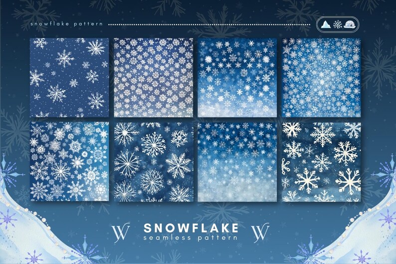20 PNG Snowflake Bundles Pattern Winter Snowfall Backgrounds | Frosty ...