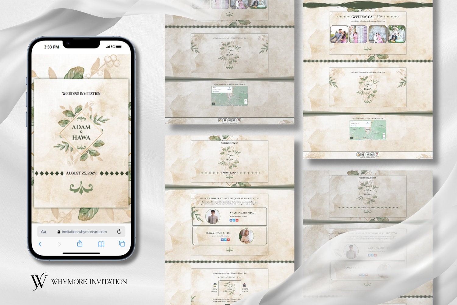 Editable Leaf-themed Digital Wedding Invitation | JSON Format ...