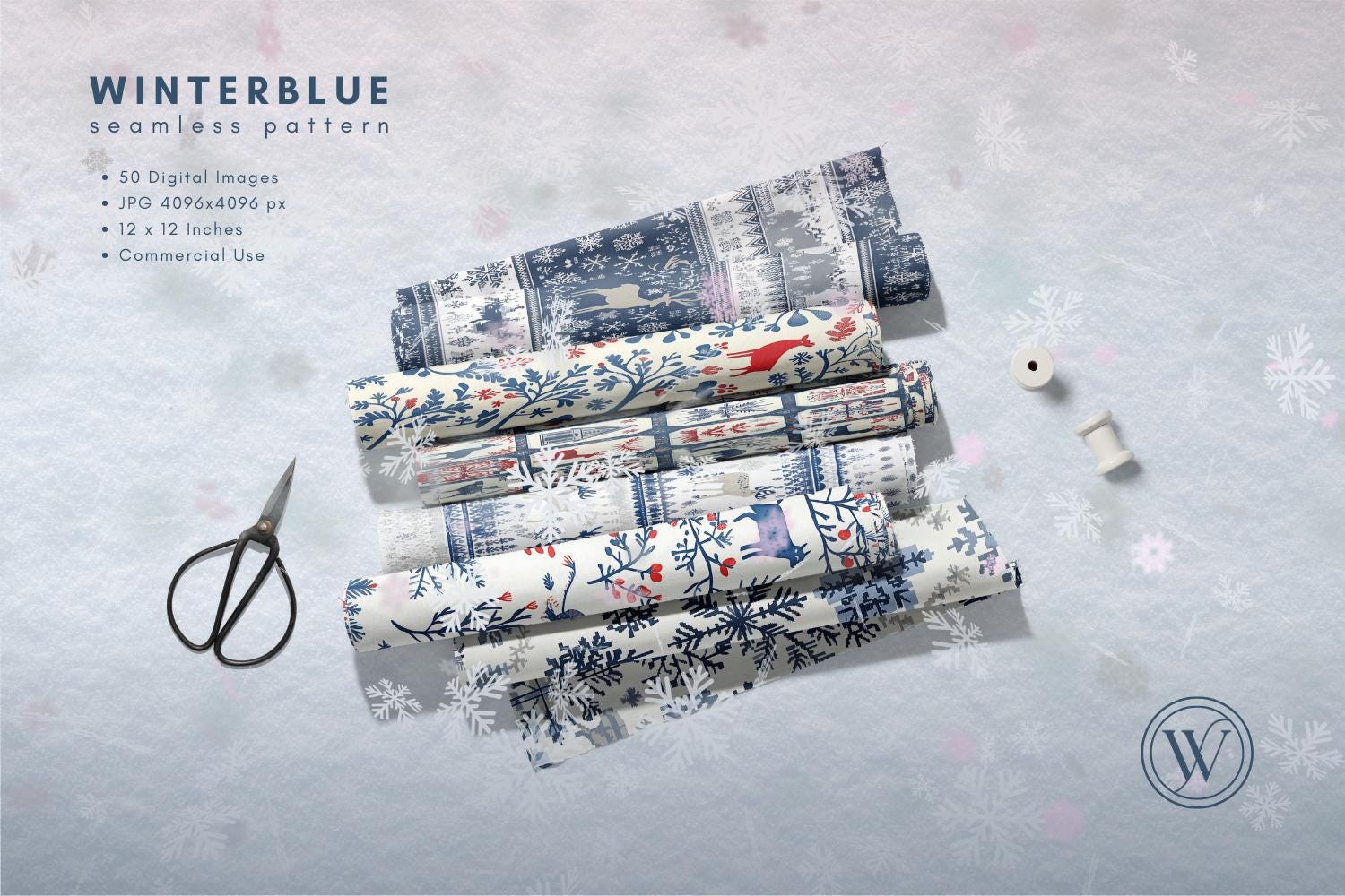 Winter Blue Seamless Digital Paper | Christmas Pattern | Scrapbook ...