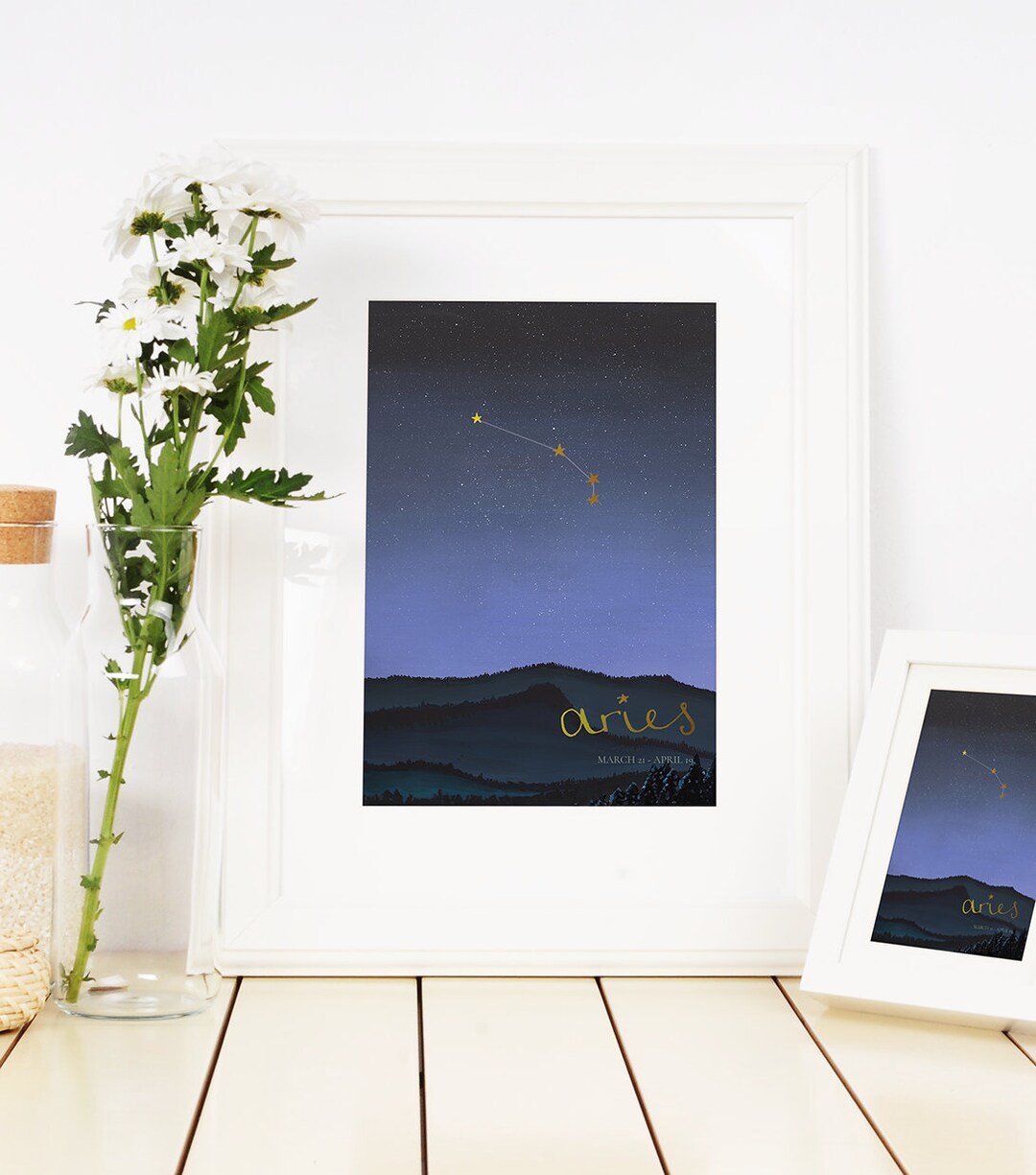 Aries Zodiac Stars Constellation A4 Wall Art Gold Silver Foil Gift - Etsy