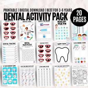 Dental Health Activity Printable PDF, Preschool Toddler Tooth Activity ...
