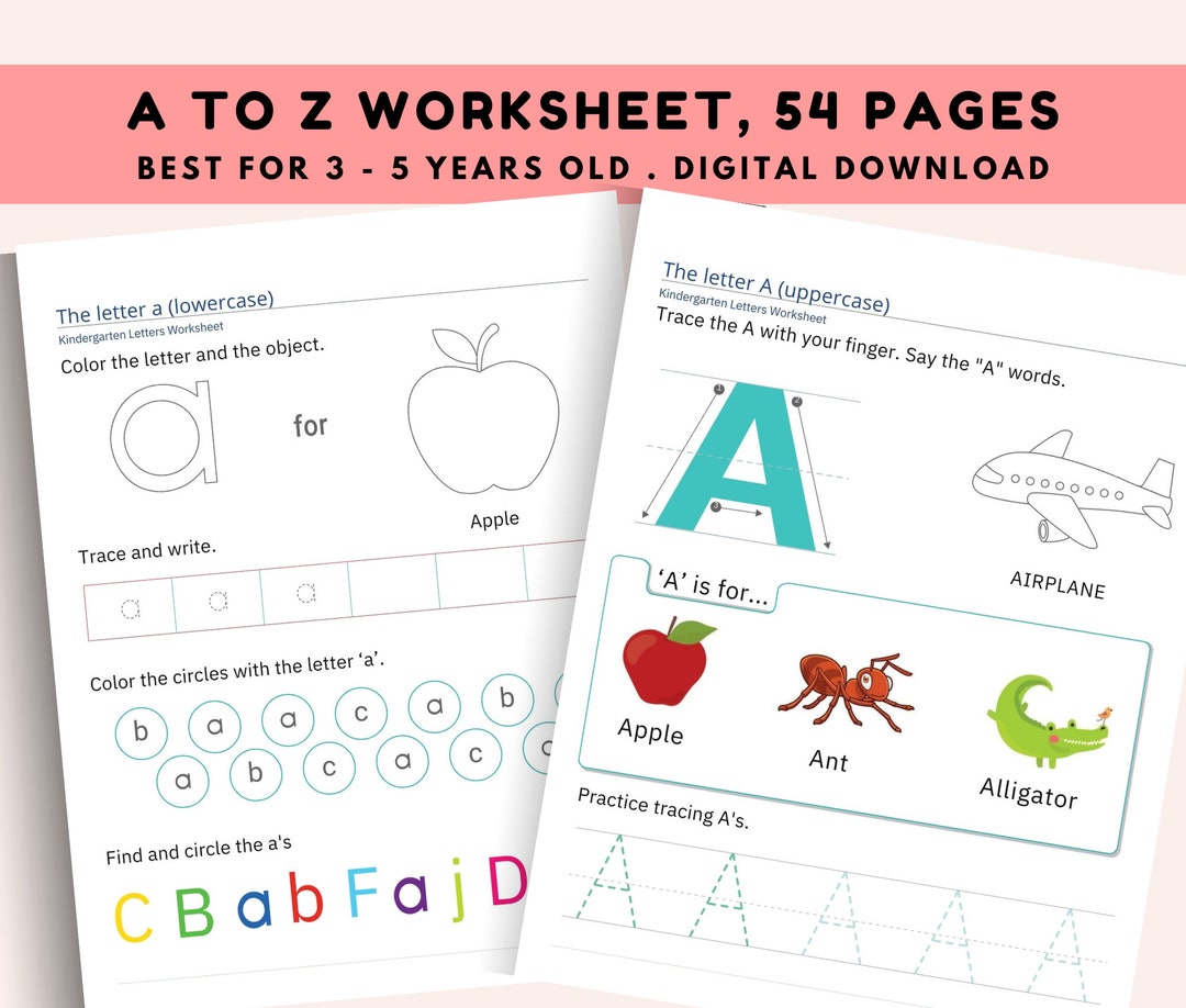 Alphabet Trace A to Z and Color Practice Worksheets Printable , Letters ...