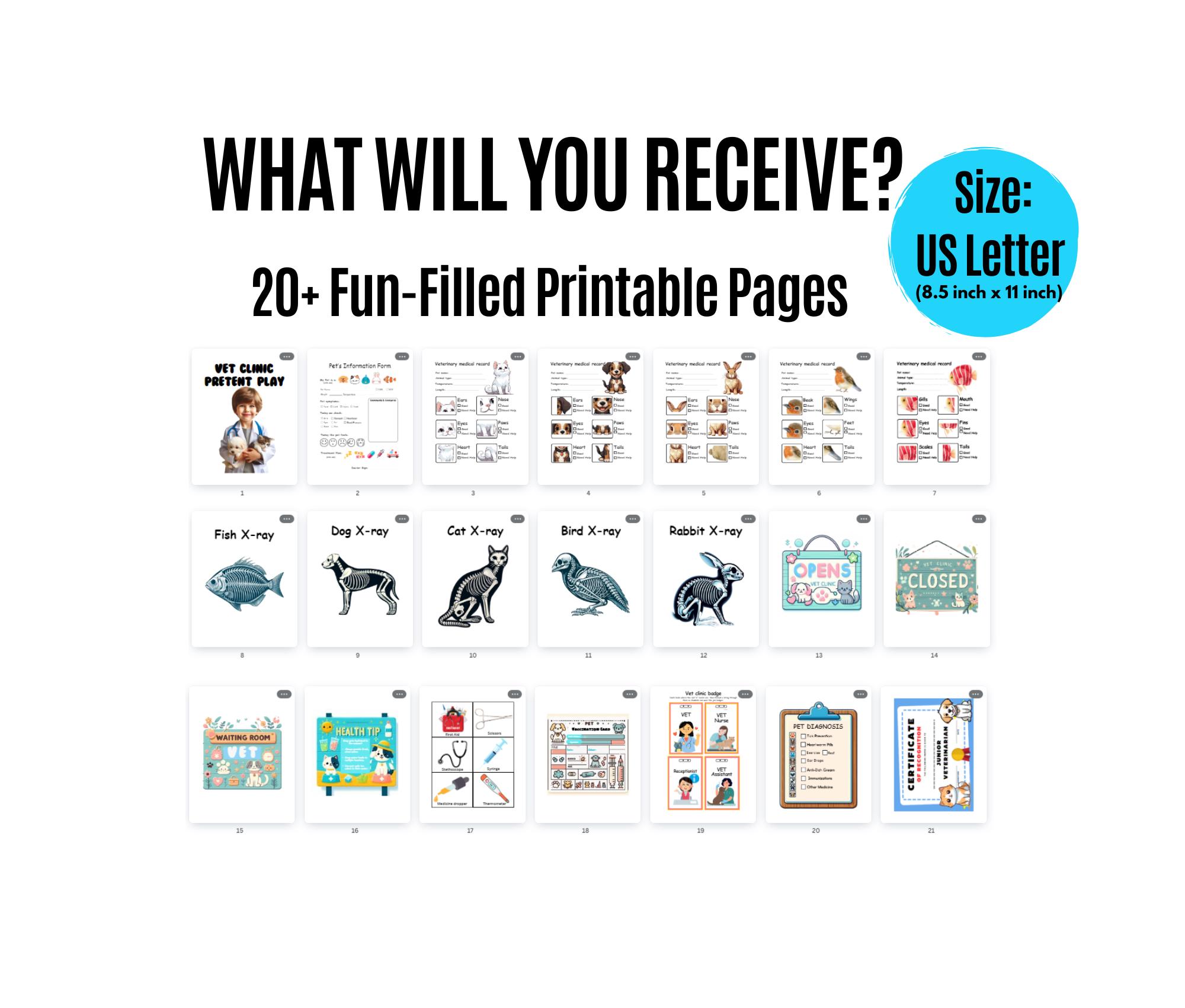 Vet Clinic Dramatic Play Printable Set: Kids Role Play (digital ...