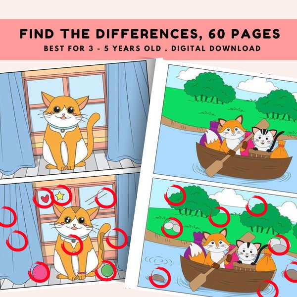 Preschool Spot the Difference Worksheets - Etsy