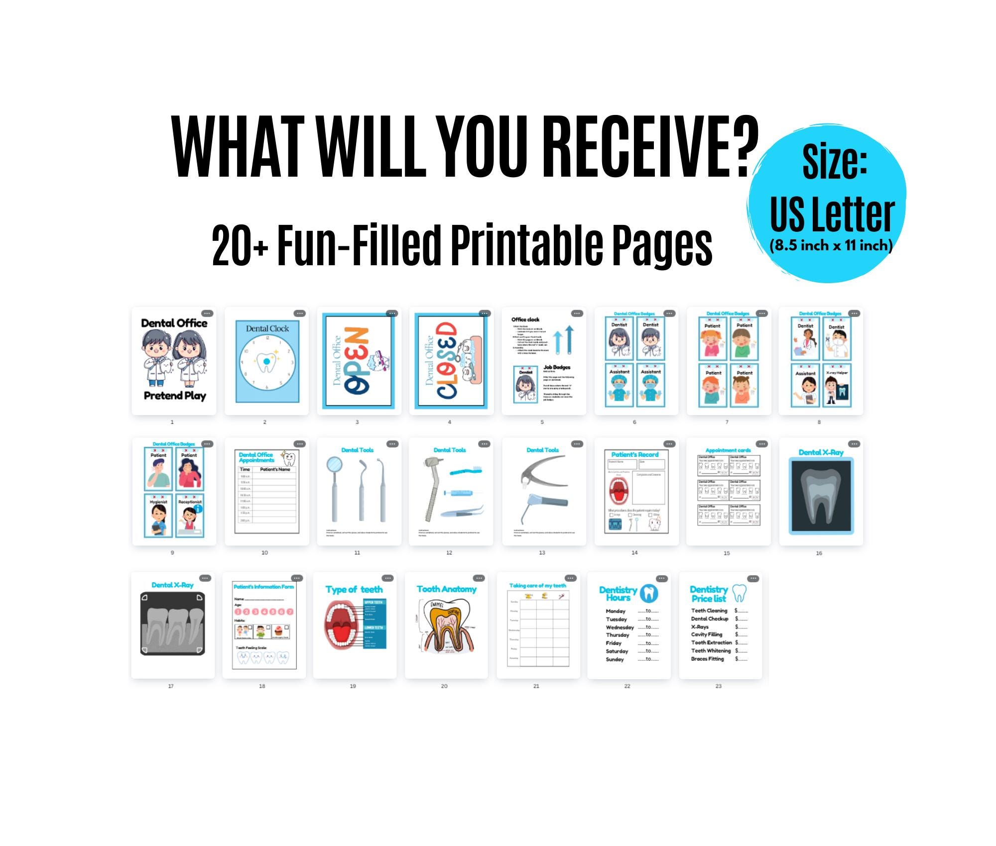 Dental Office Dramatic Play, Dental Health Game Printable PDF ...