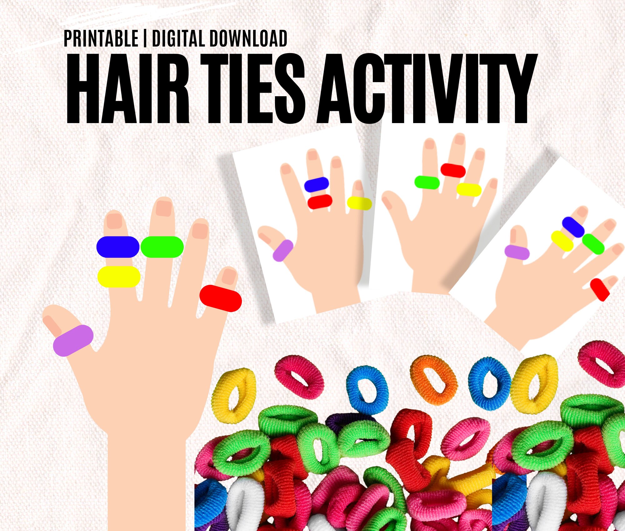 Finger Activity With Hair Ties, Fine Motor Skills, Color Matching Games ...