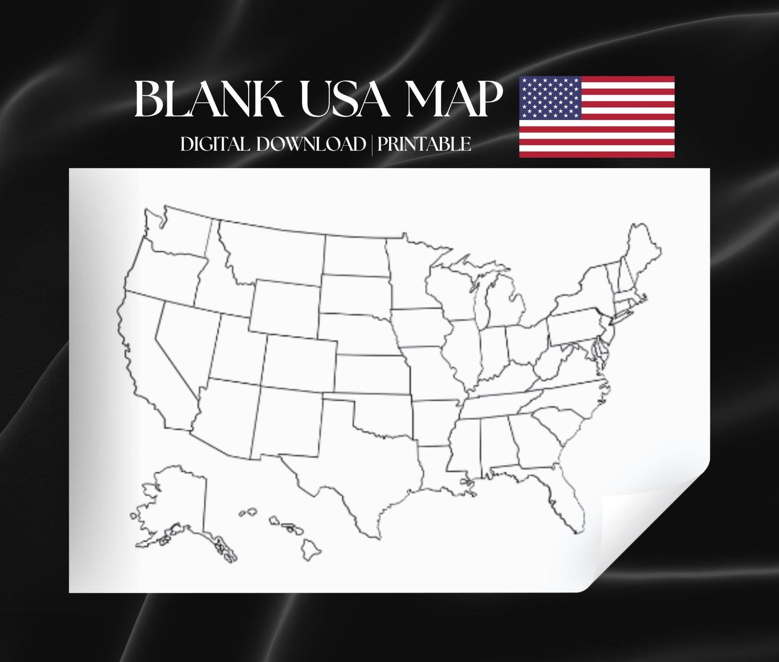 Printable Blank US Map | Educational Map for Kids | USA Coloring Page ...