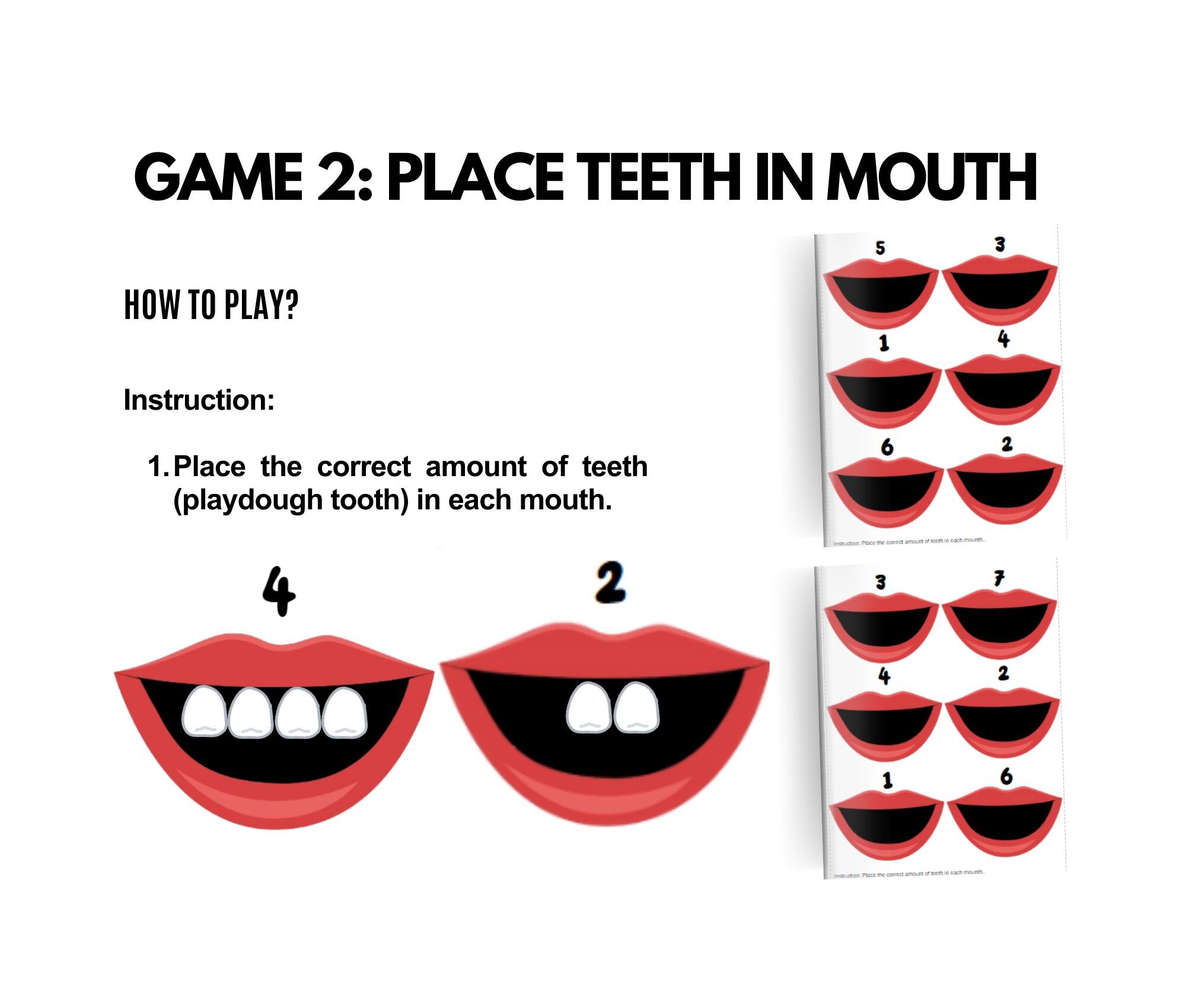 Dental Health Game Printable PDF, Preschool Toddler Tooth Activity ...