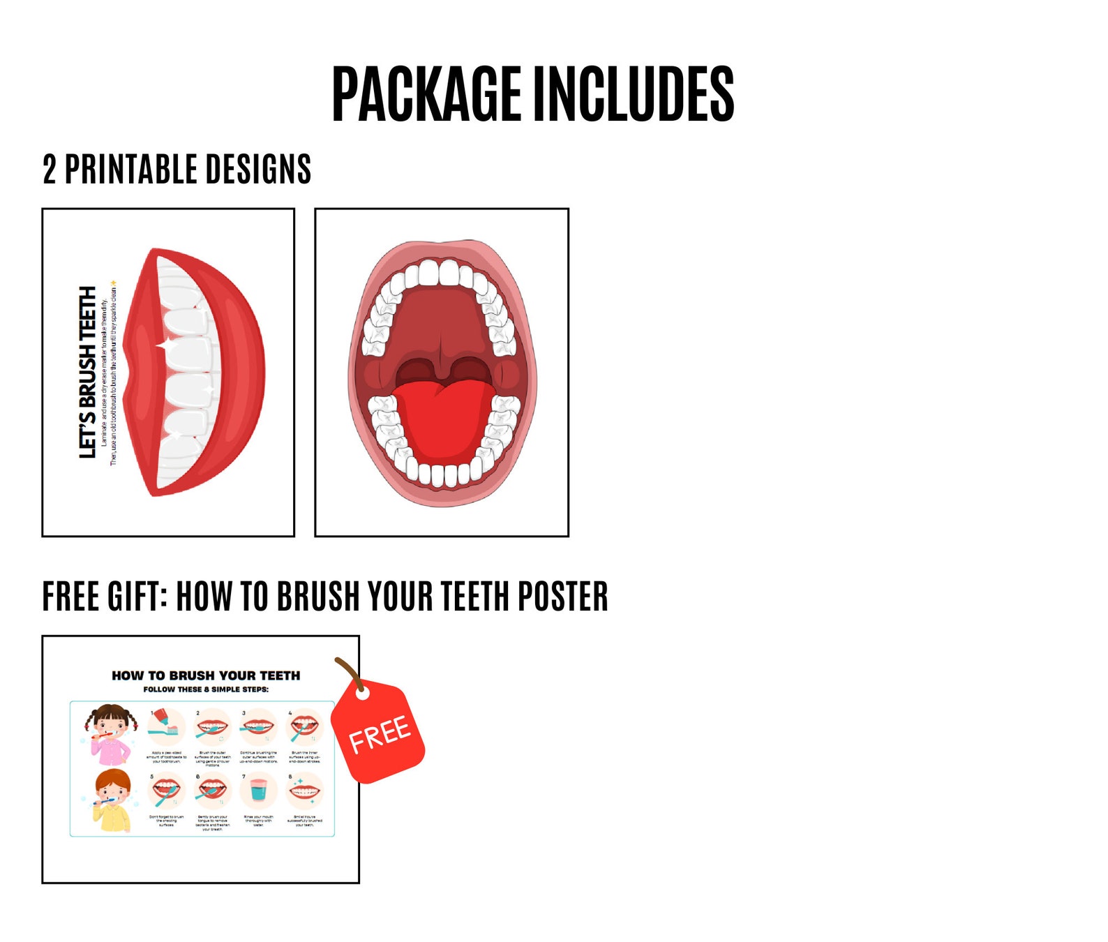 Dental Health Game Printable: Kids Teeth Brushing Practice (digital ...