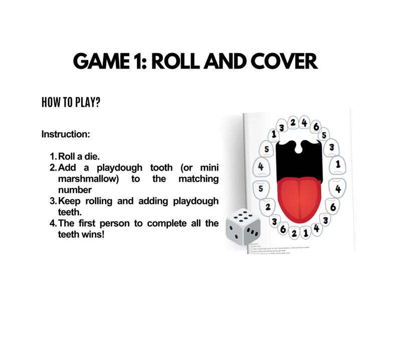 Dental Health Game Printable PDF, Preschool Toddler Tooth Activity ...