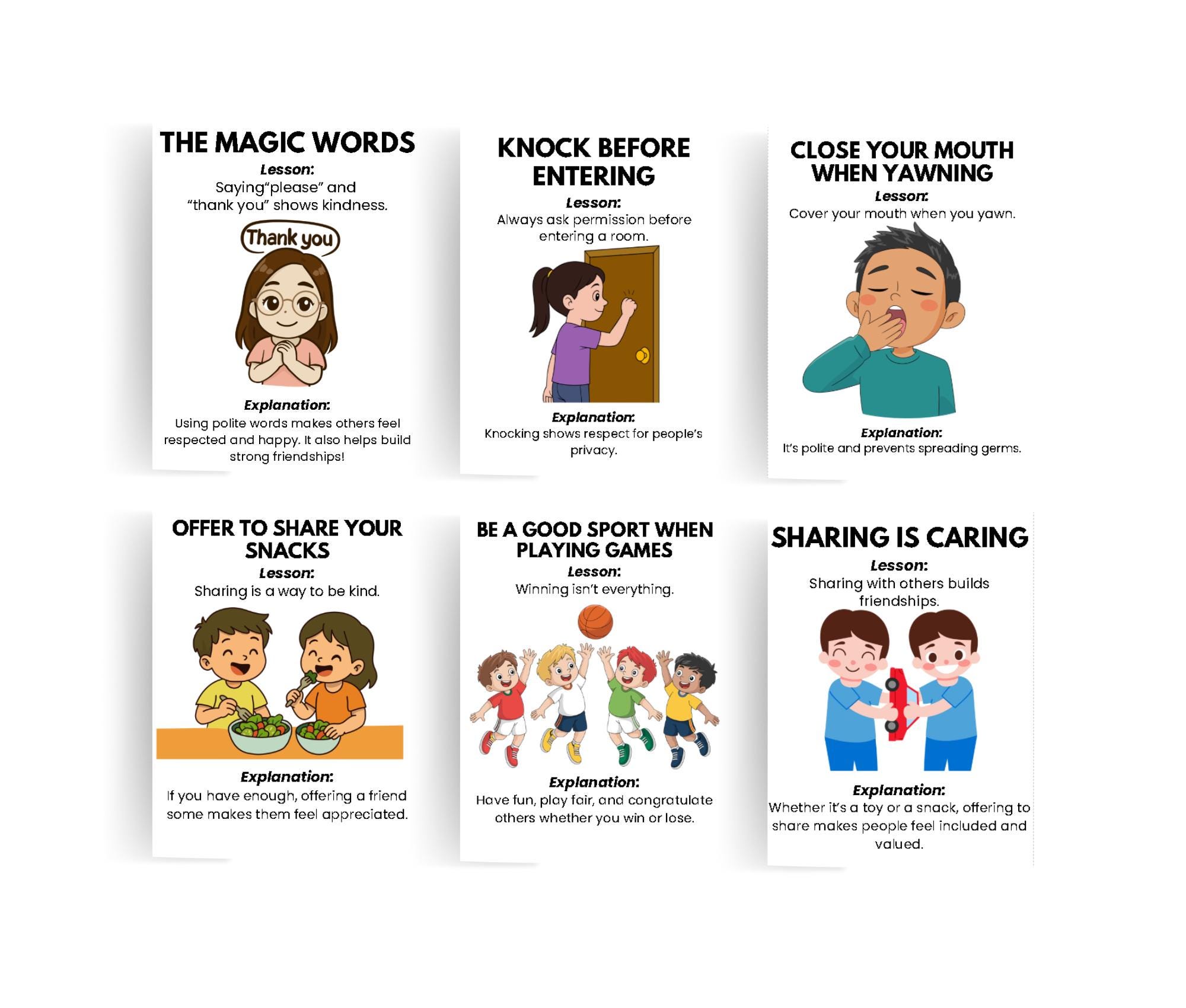 Kids Manners and Etiquette Printables, Kids Social Skills (digital ...