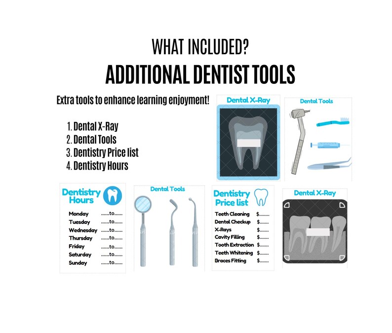 Dental Office Dramatic Play Set: Pretend Dentist Game (printable PDF ...