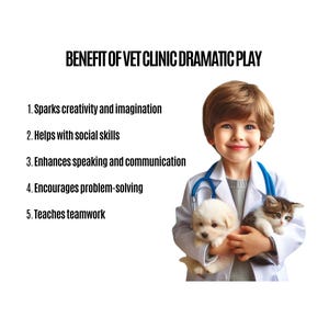 Vet Clinic Dramatic Play Printable Set, Interactive Animal Care Role ...