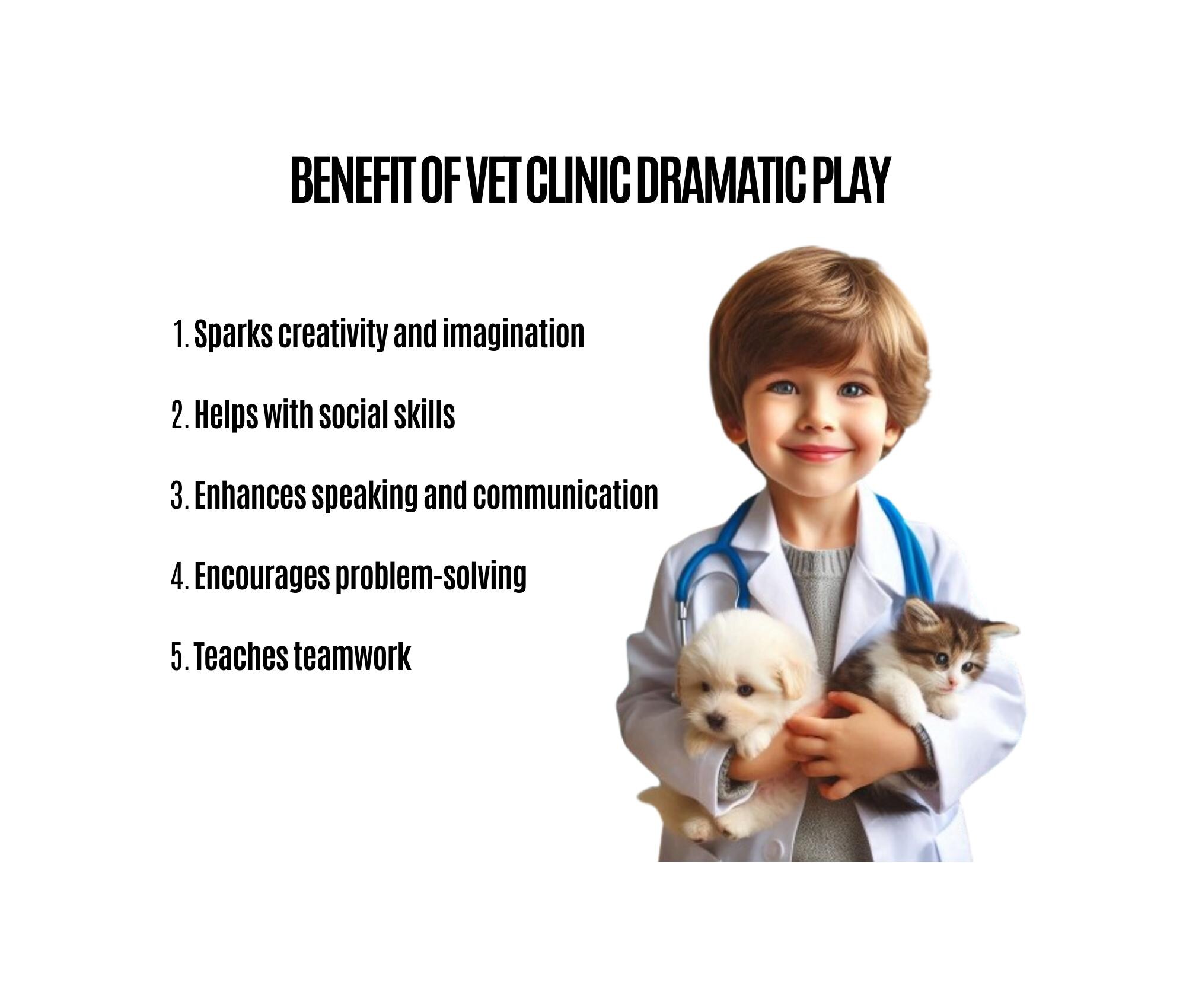 Vet Clinic Dramatic Play Printable Set, Interactive Animal Care Role ...