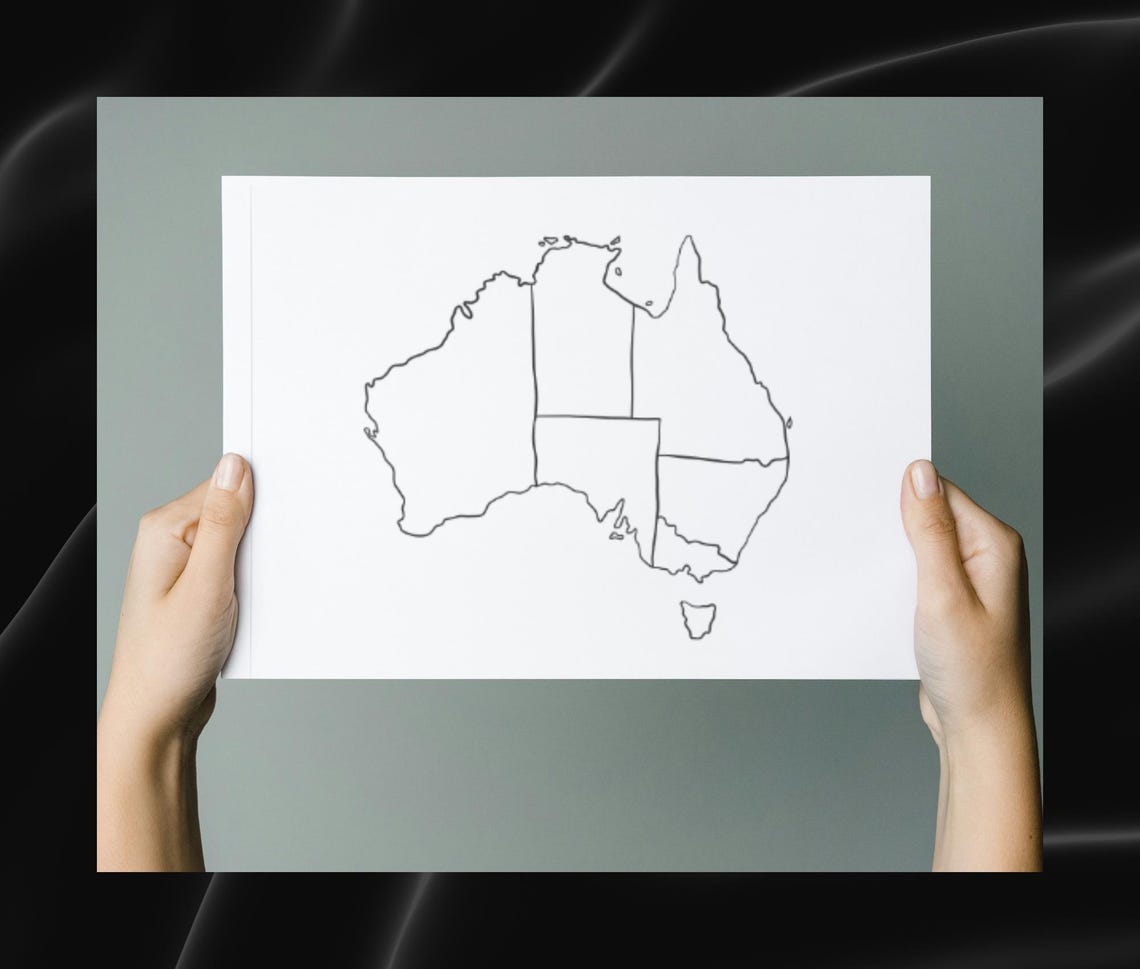 Printable Blank Australia Map | Educational Australia Map for Kids ...