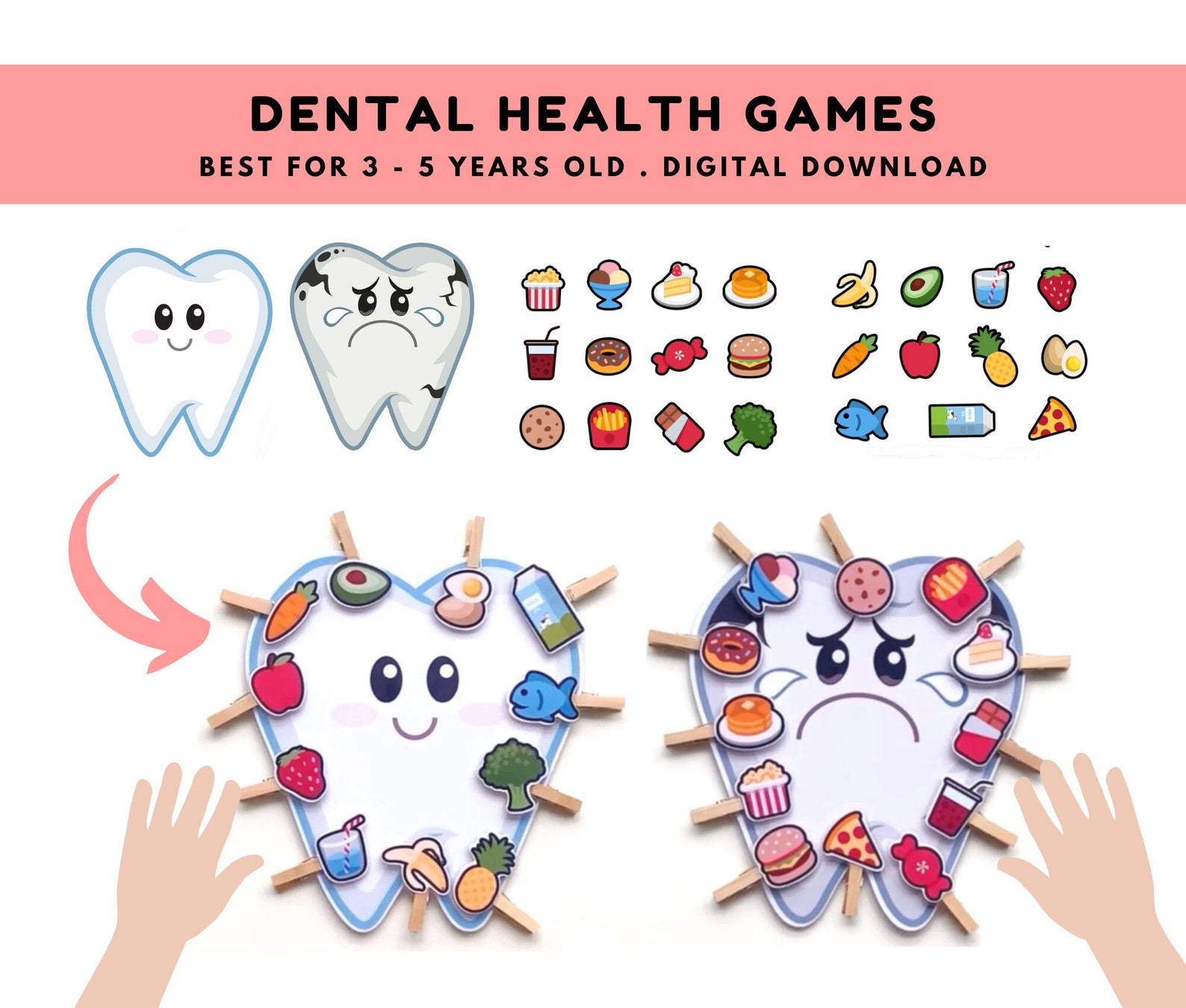 Dental Health Game Printable PDF, Preschool Toddler Tooth Activity ...