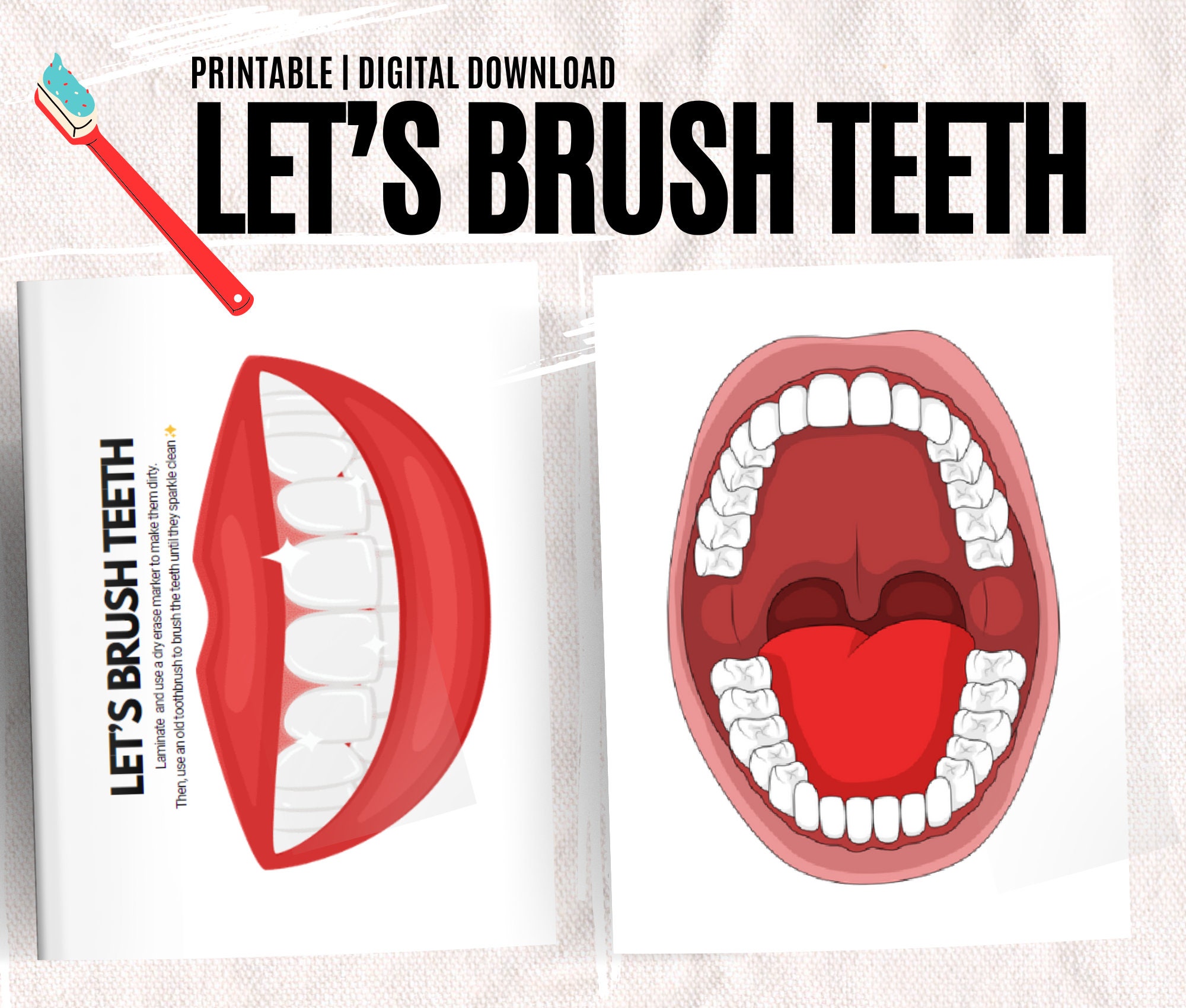 Dental Health Game Printable , Let's Brush Teeth , Kids Teeth Brushing ...