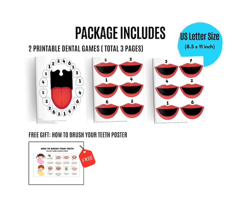 Dental Health Game Printable PDF, Preschool Toddler Tooth Activity ...