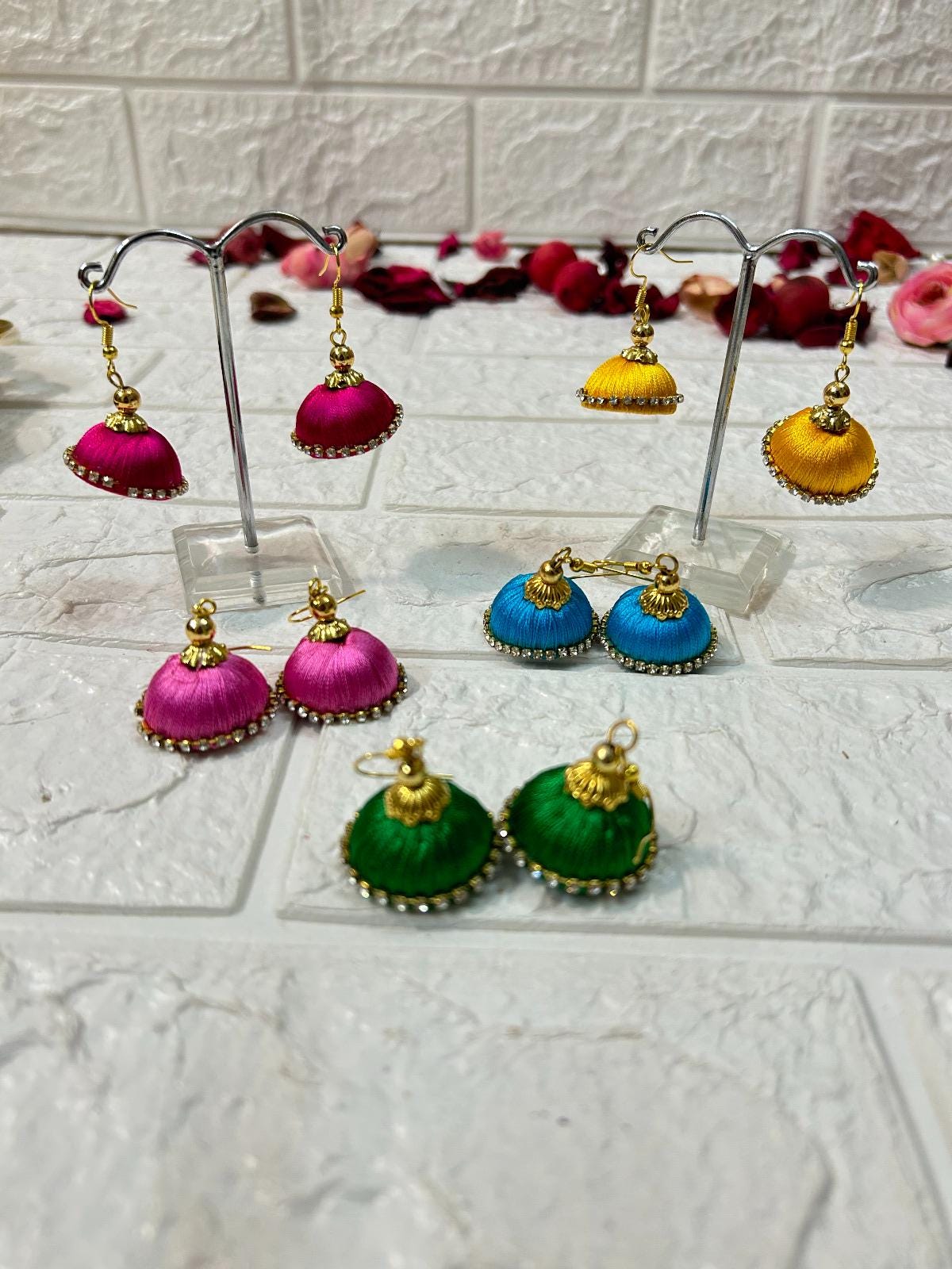 100 Pairs Silk Thread Earrings, Mehendi Favors, Wedding Gifts ...