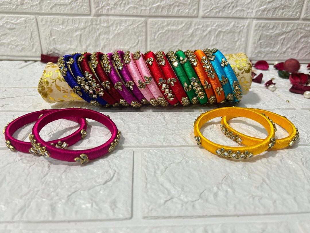 50 Pairs Silk Thread Bangles, Mehndi Favors, Sangeet Haldi Gifts, Henna ...