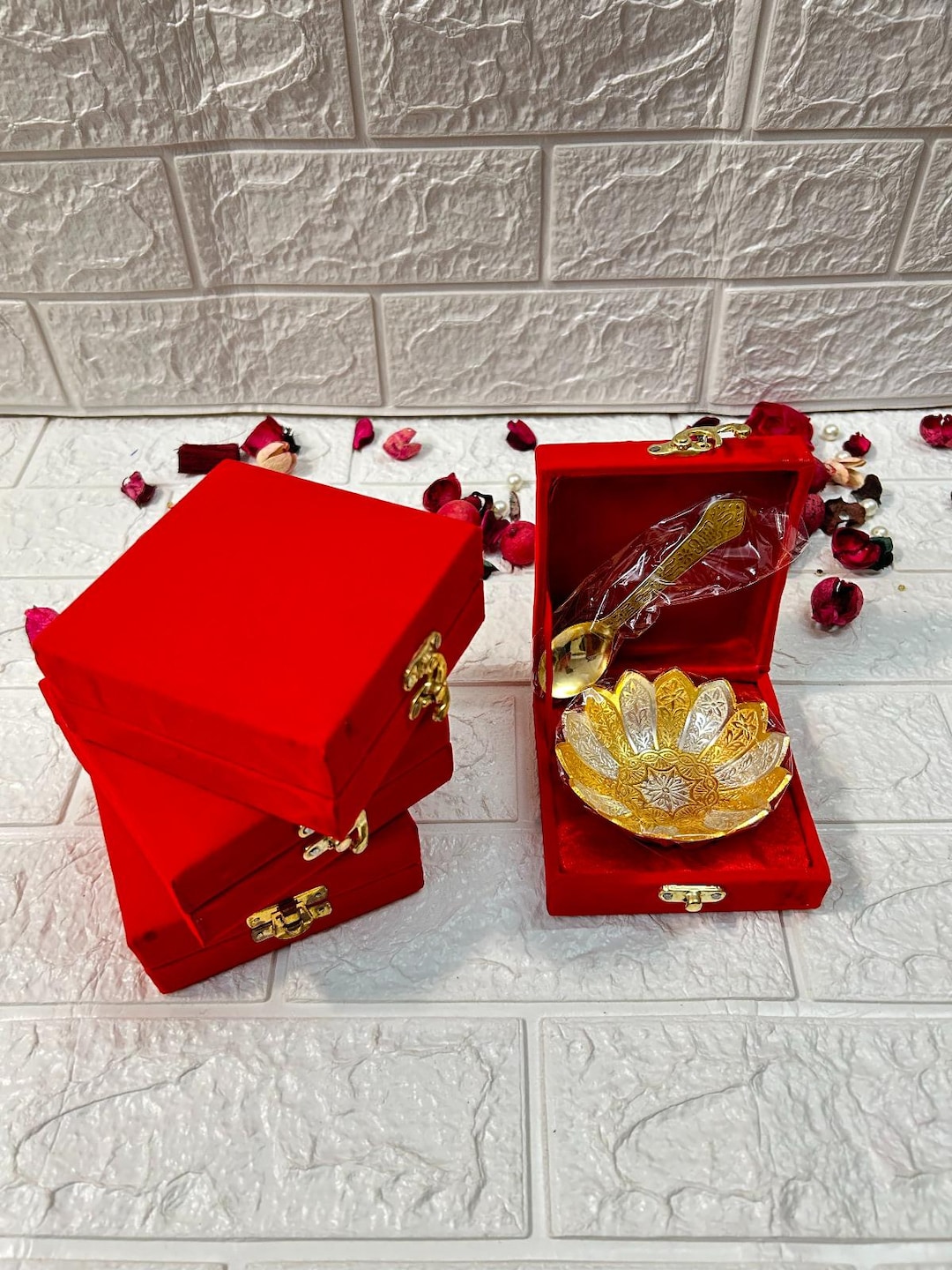 Pack of 10-100 Gold Silver Plated Return Gift Bowls Indian Wedding Gift ...