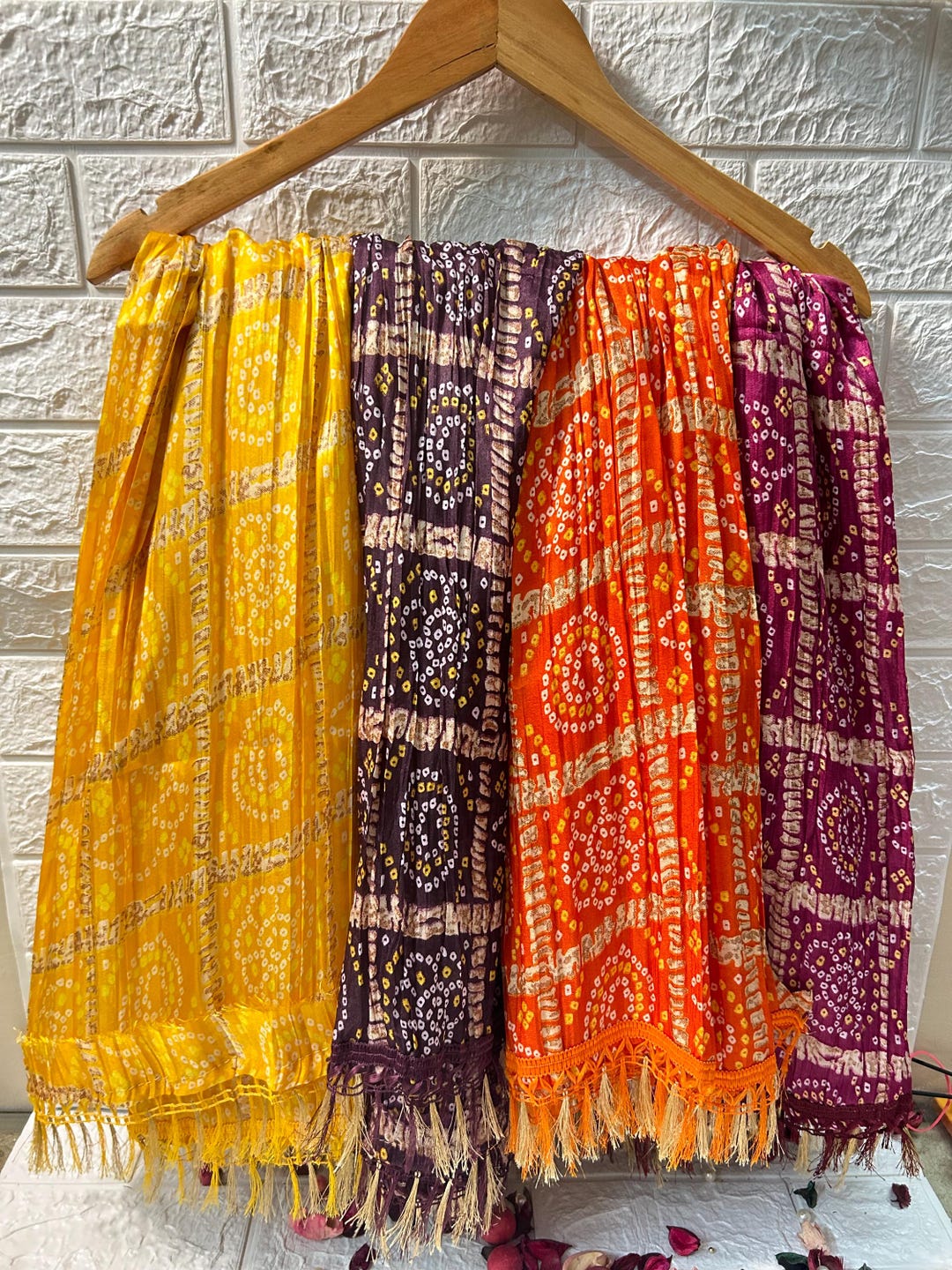 Bulk Chinnon Bandhani Dupatta Wedding Favors, Mehndi Sangeet Return ...
