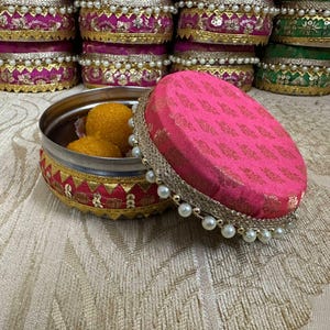 Bulk Brocade Steel Ladoo Box, Wedding Favors, Empty Sweet Box, Bhaji ...