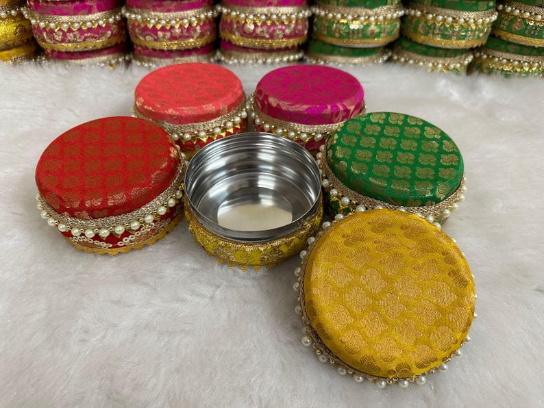 Bulk Brocade Steel Ladoo Box, Wedding Favors, Empty Sweet Box, Bhaji ...