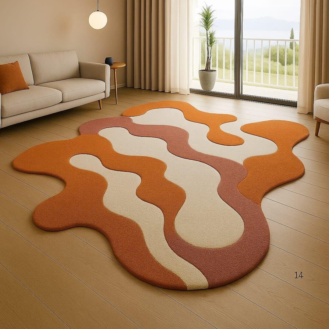 Freeform Pattern Modern Rug, Hand Tufted | Abstract Contemporary Floor ...