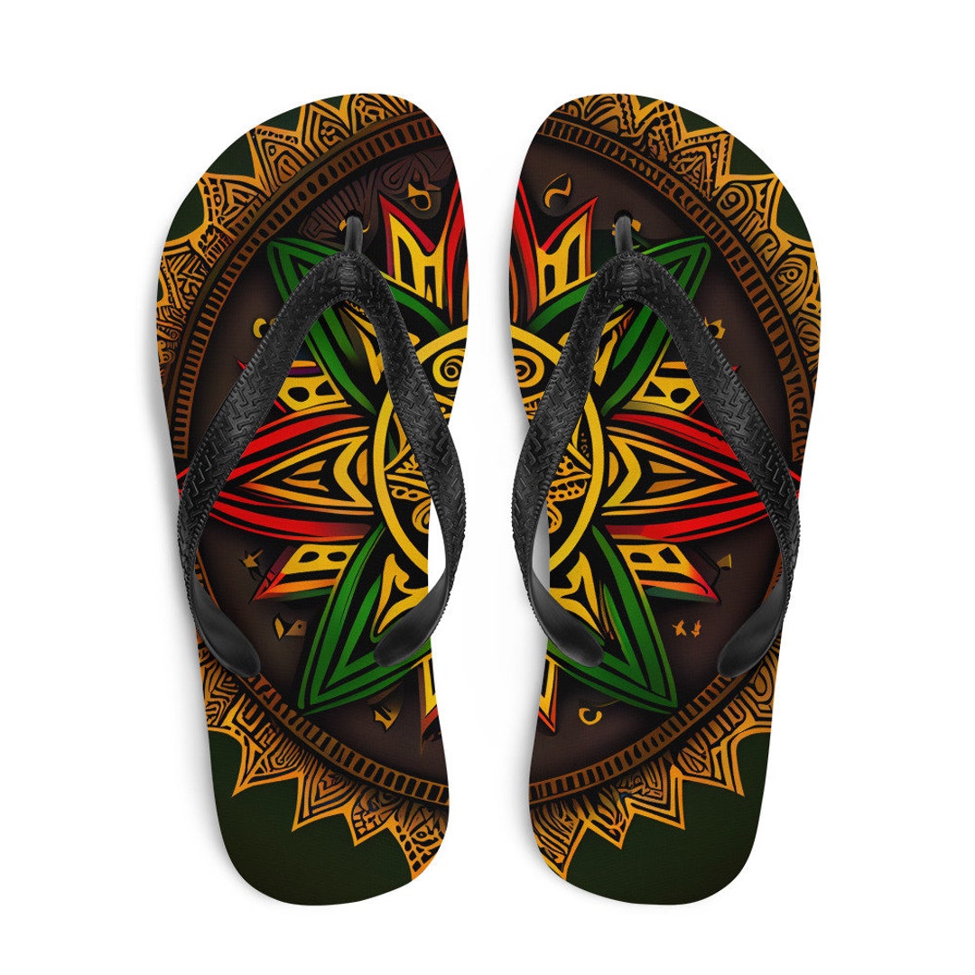 Rasta Reggae Caribbean Jamaican Design Flip-flops Thongs Hippie Boho ...