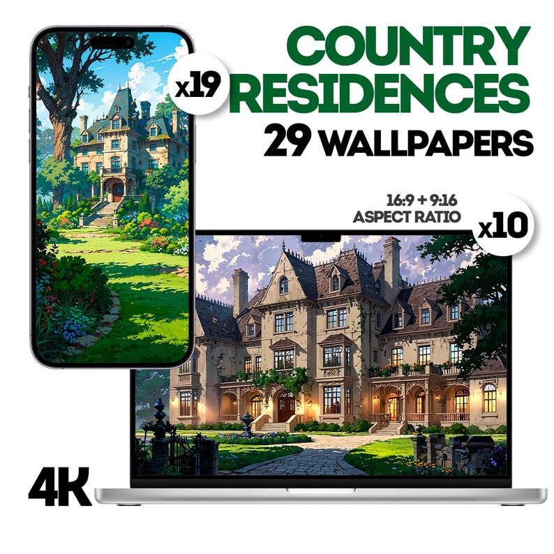 Country Residences Wallpaper Collection: 20 Exclusive 4K Images - Etsy UK