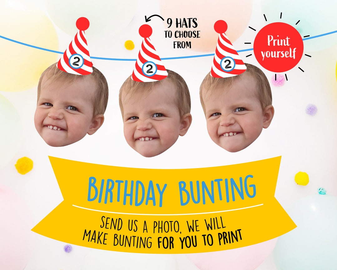 Custom Face Garland, Custom Birthday Banner, Personalised Face Banner ...