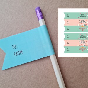 Valentine Printable Pencil Tags, Instant Download, Printable Valentine ...