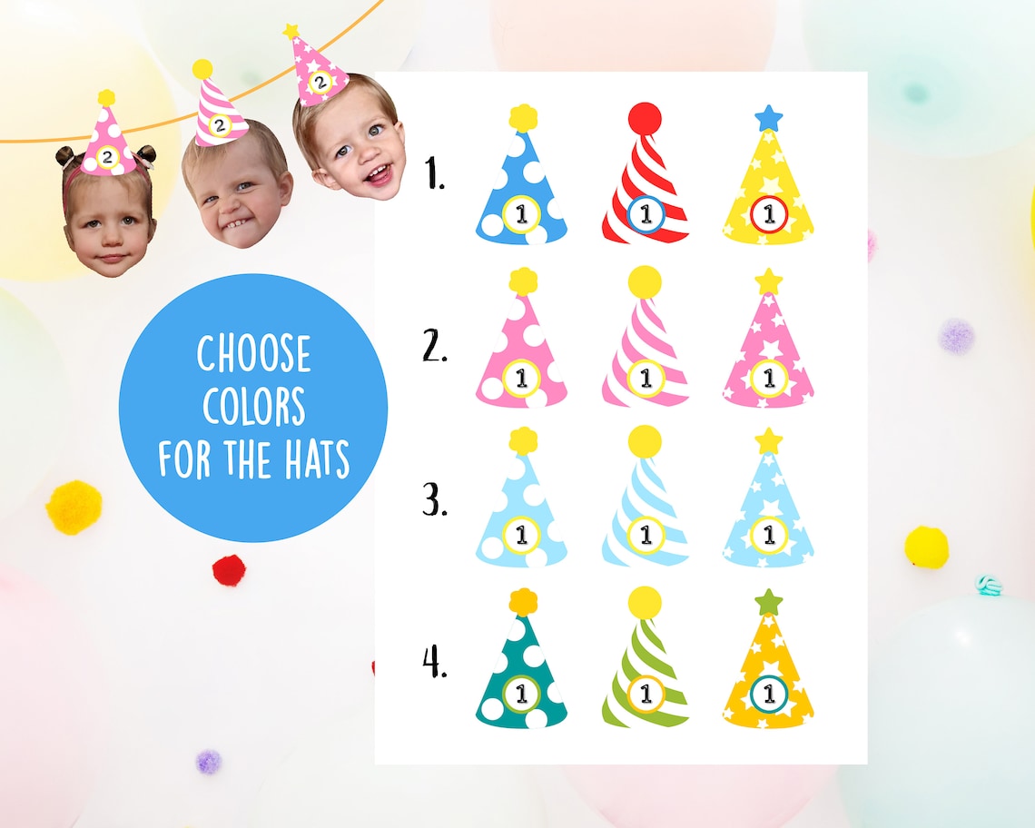 Printable Photo Face Garland, Custom Birthday Banner, Personalised Face ...