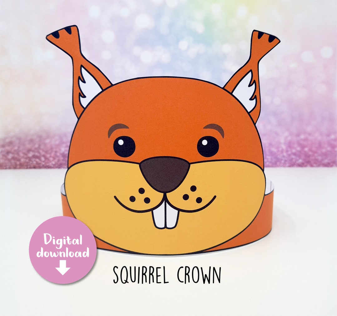 Squirrel Paper Crown, Squirrel Paper Hat, Paper Birthday Crown, Digital ...