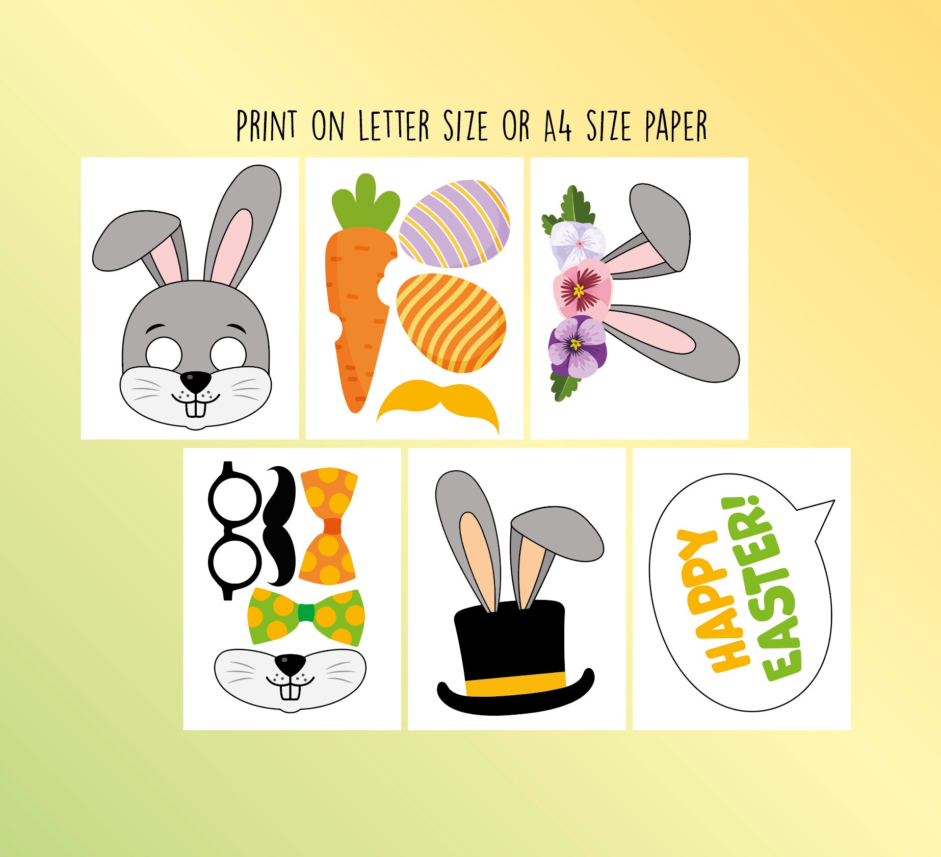 Easter Party Props, Easter Photo Booth Props. Bunny Props, Egg Props ...