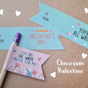 Valentine Printable Pencil Tags, Instant Download, Printable Valentine ...