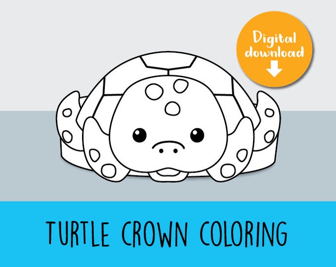 Sea Turtle Paper Crown Party Coloring Printable Party Hat Kids Craft ...