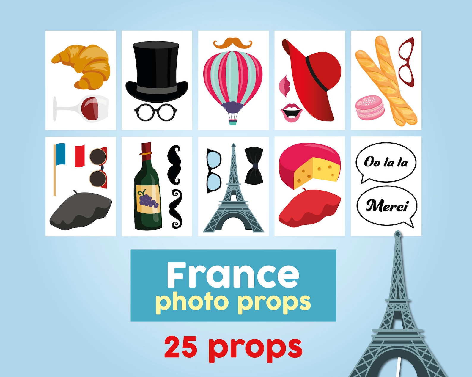 France Props, Paris Photo Props, French Party, Paris Party, Parisian ...