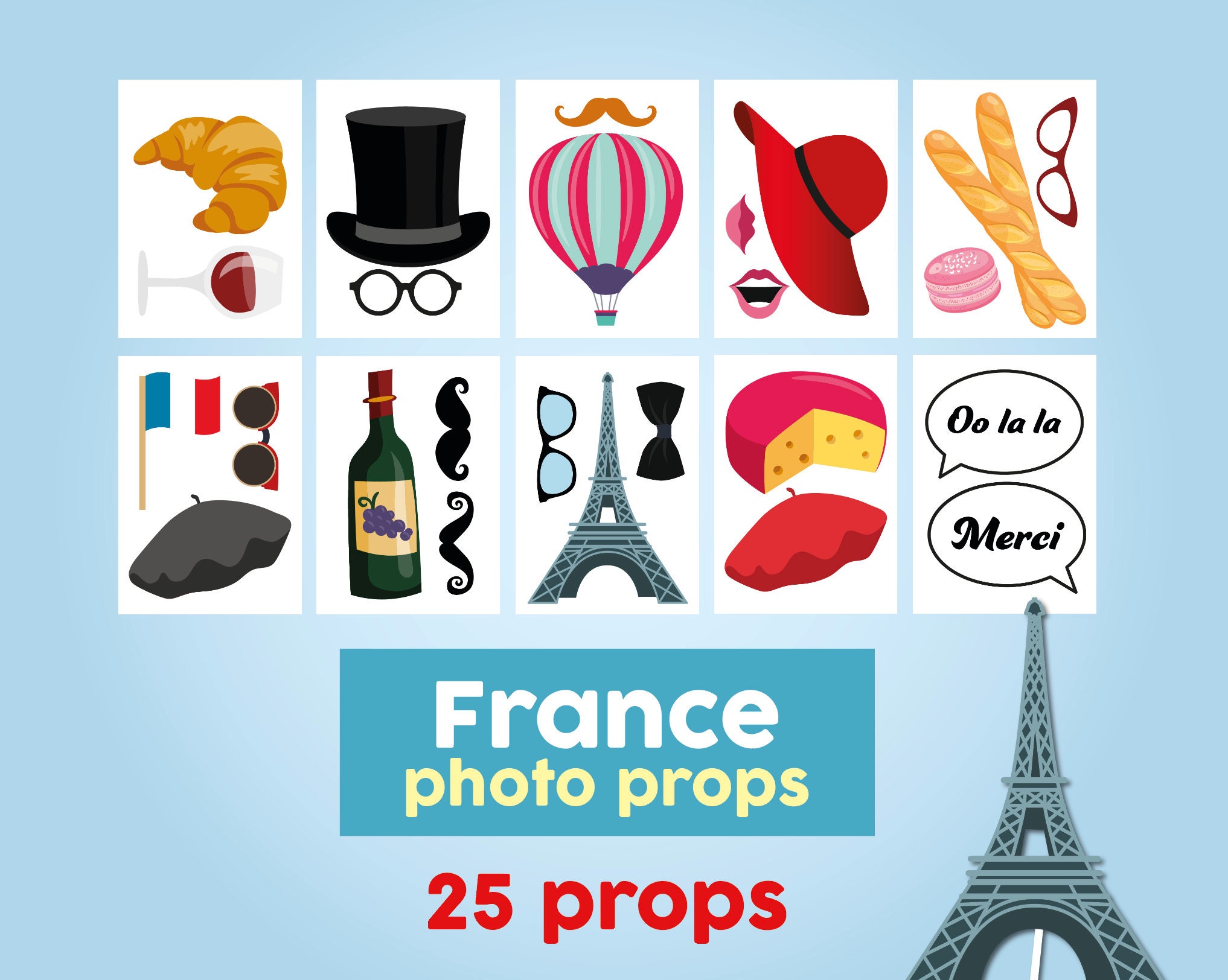 France Props Paris Photo Props French Party Paris Party - Etsy