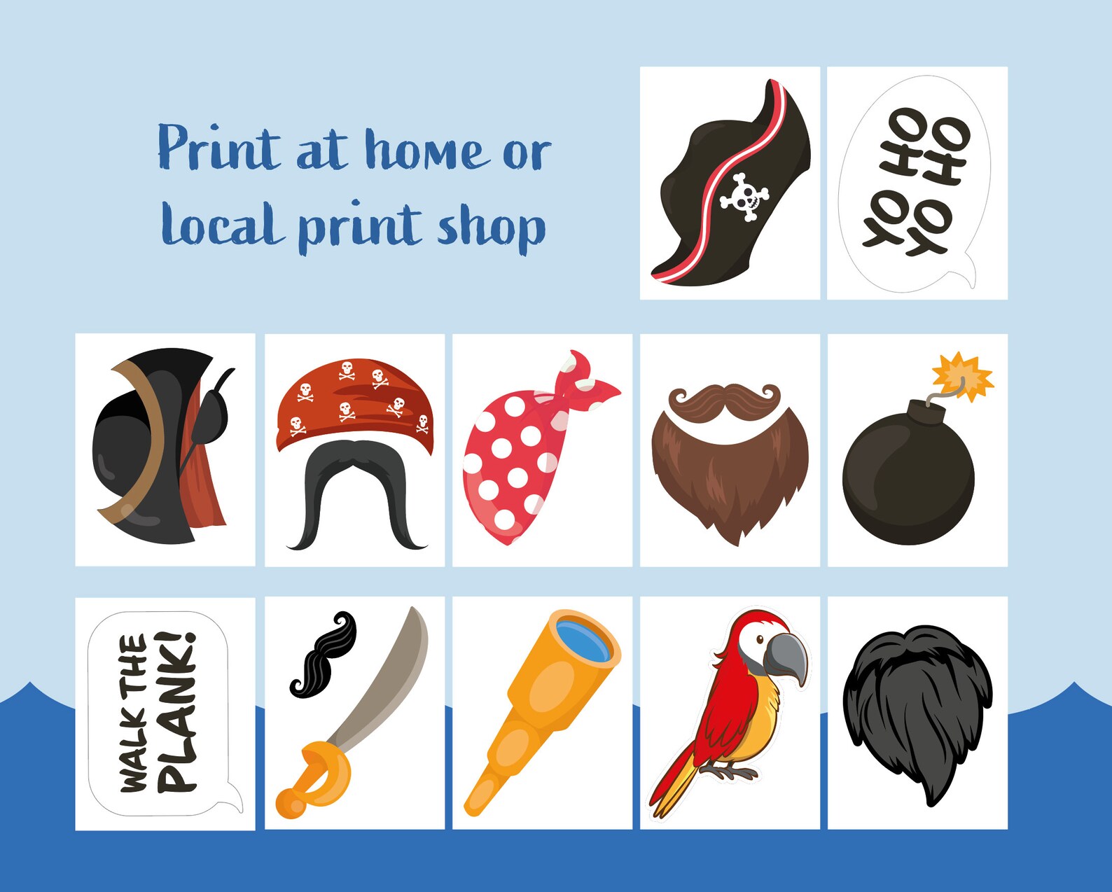 Pirate Photo Props, Pirate Masks, Pirate Party Printables, Party ...