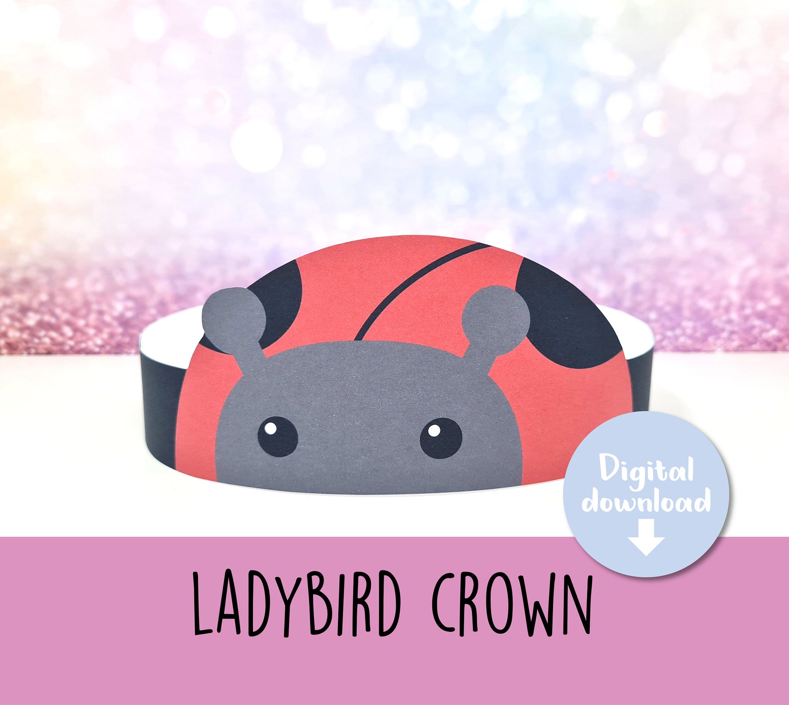 Ladybug Crown, Ladybird Birthday Hat, Ladybird Headband, Printable ...
