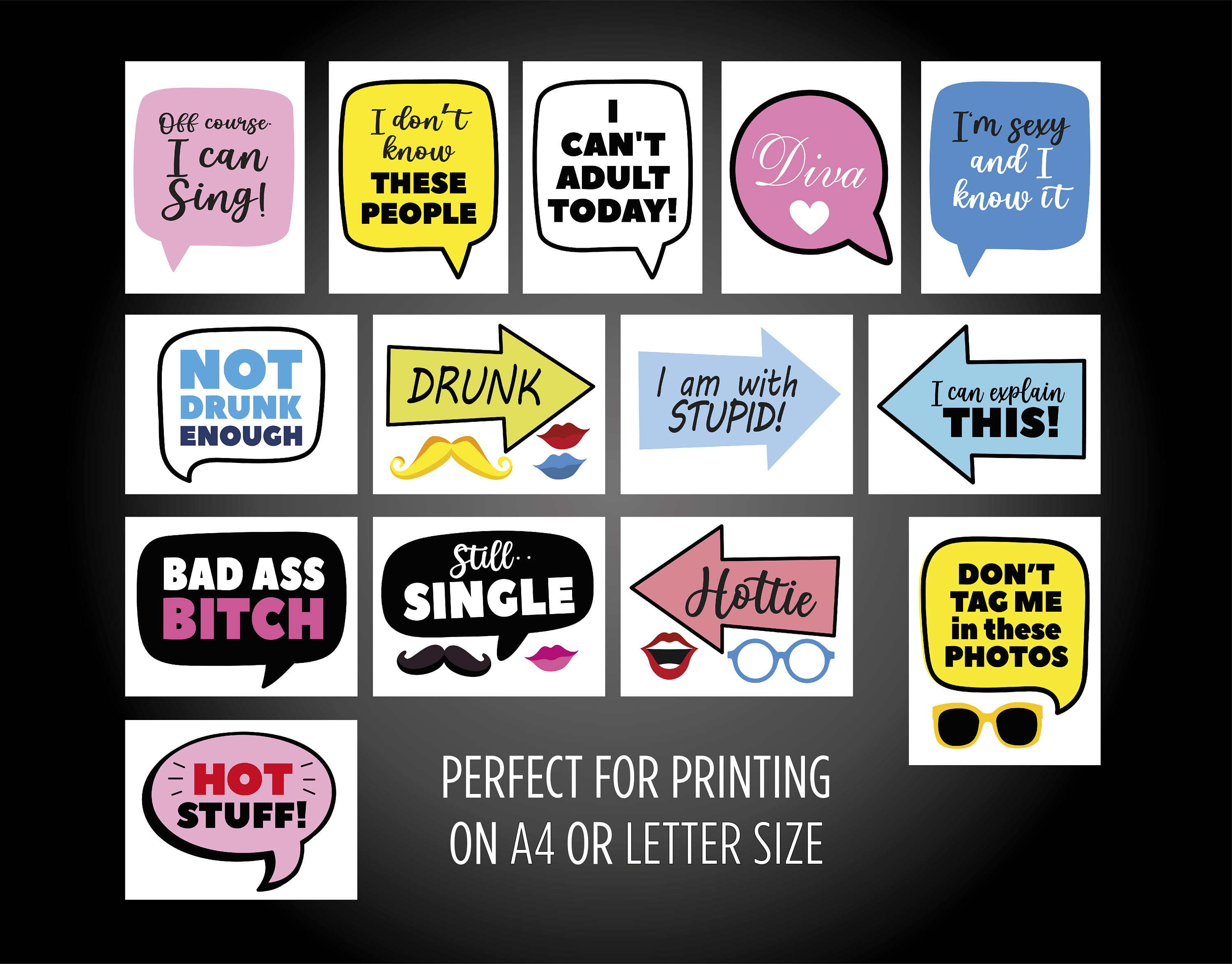 Adult Birthday Props, Funny Quotes, Adult Party, Photobooth, Funny ...
