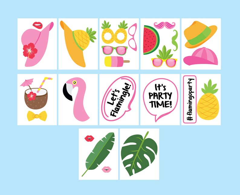 Summer Photo Props, Summer Party, Summer Photo Booth Props, Flamingo ...